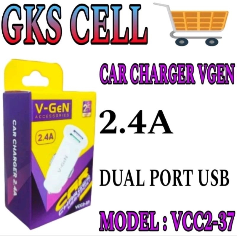 Jual Kepala carger mobil VCC2-25 ganti VCC2-37 Vgen 2.4A USB 2port ...