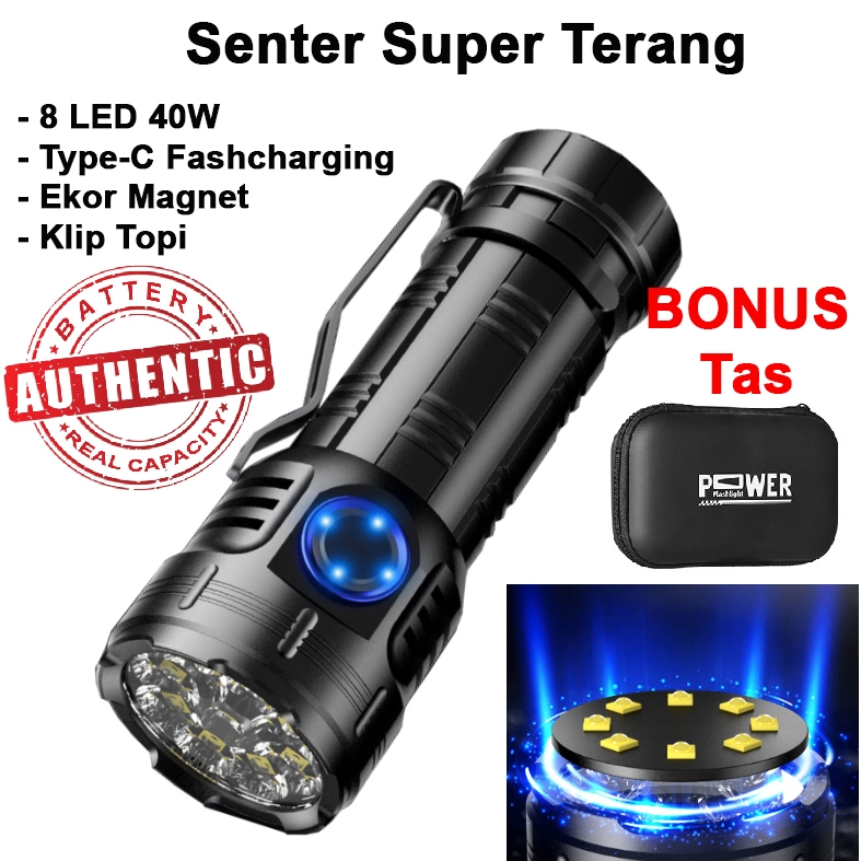 Jual Senter Coba F82 8xLED P35 super terang Magnet type-c rechargeable ...