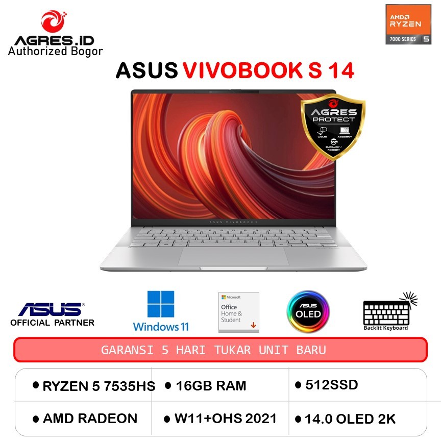 Jual ASUS VIVOBOOK S 14 OLED M5406NA RYZEN 5 7535HS 16GB 512GB W11+OHS ...