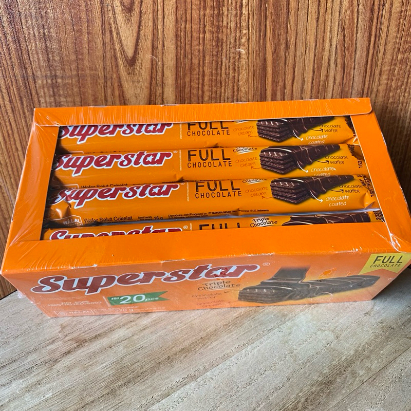 Jual Mayora Wafer Superstar Chocolate 16 Gram 1 box 20pcs | Shopee ...