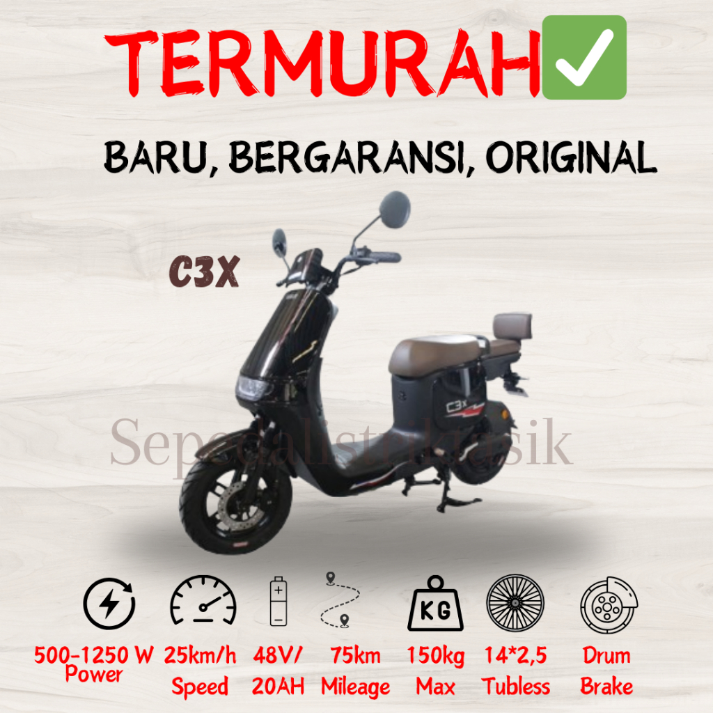 Jual SEPEDA LISTRIK VIAR C3X - ORIGINAL - GARANSI RESMI - SEPEDA ...