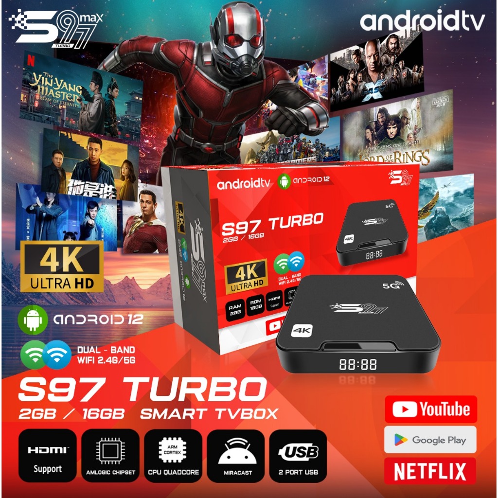 Jual Android tv box s97 turbo max 2/16gb 4k ultra hd android box wifi ...