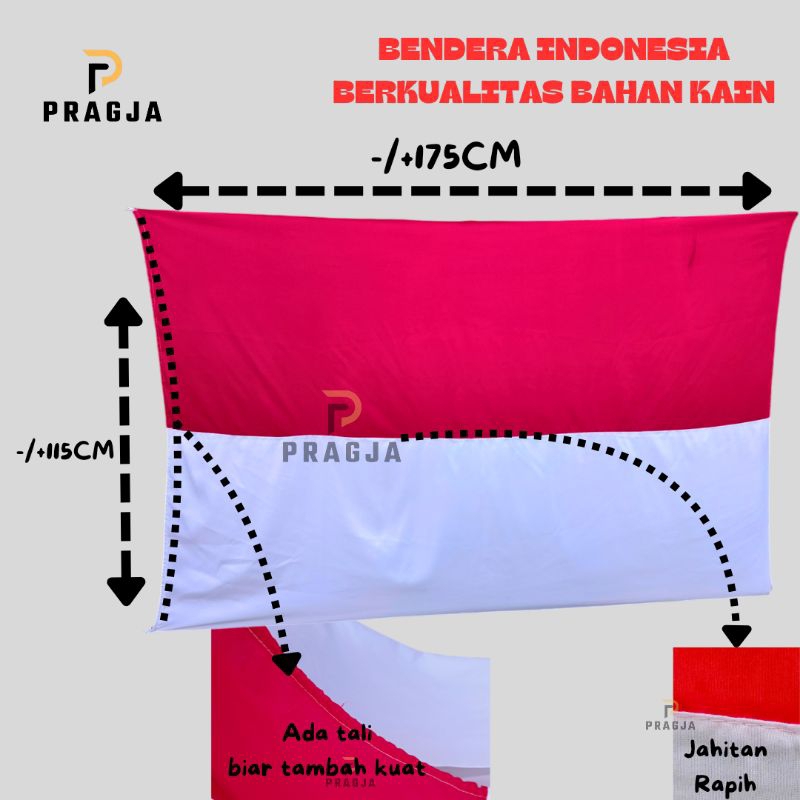 Jual PRAGJA Bendera merah putih Bendera Indonesia Kain Katun Bendera ...