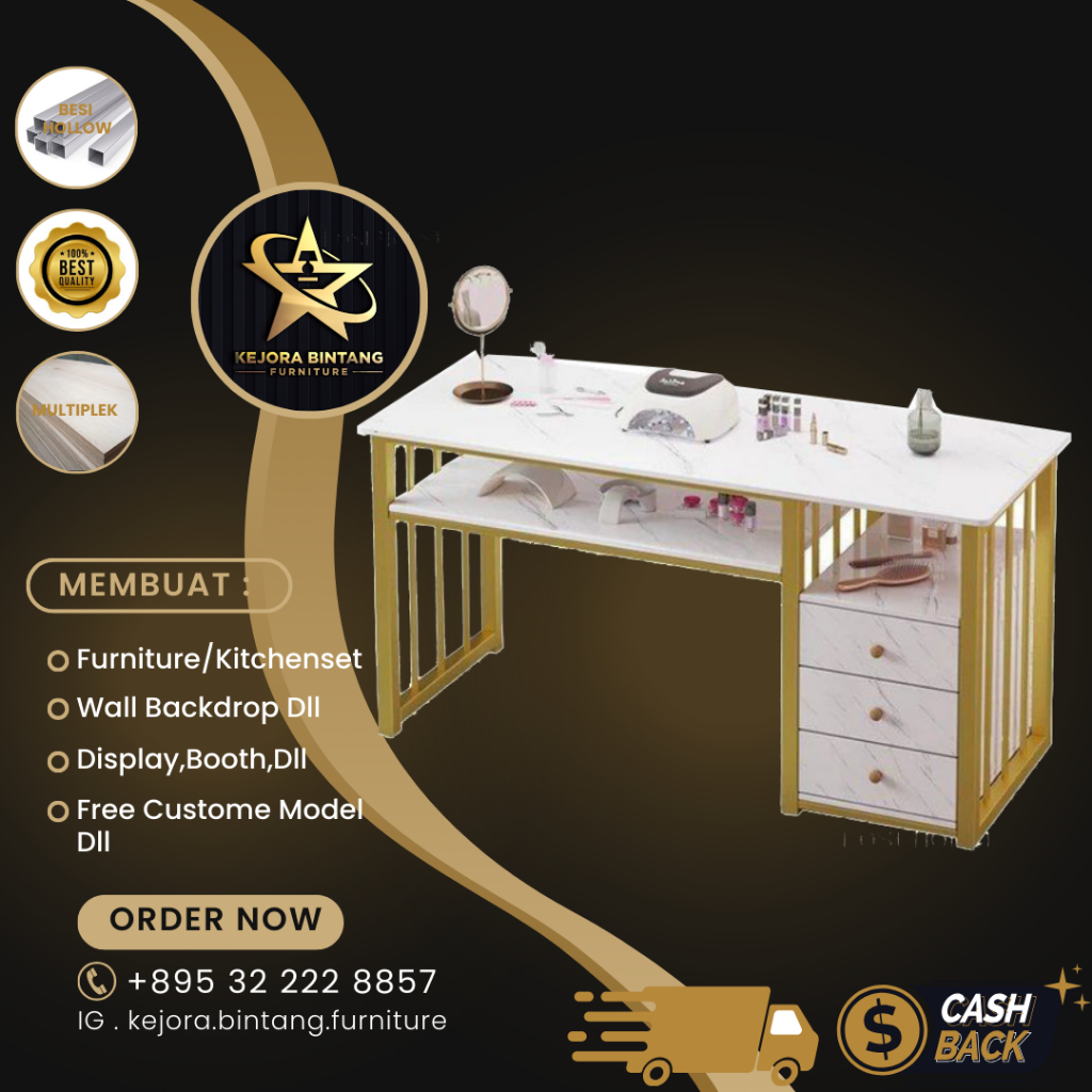 Jual KEJORA || Meja Nail Art Tantan 3 Laci | Shopee Indonesia