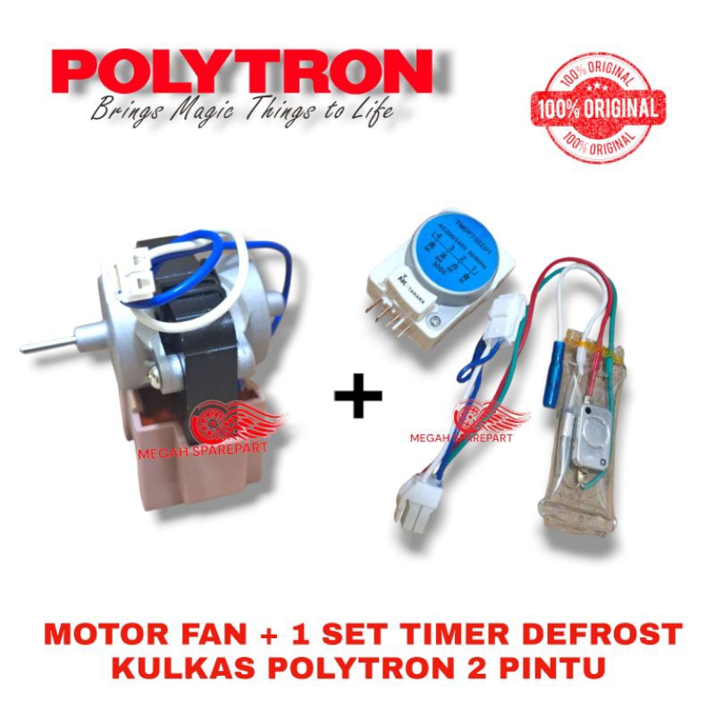 Jual MOTOR FAN + TIMER DEFROST KULKAS POLYTRON 2 PINTU 1 SET | Shopee ...