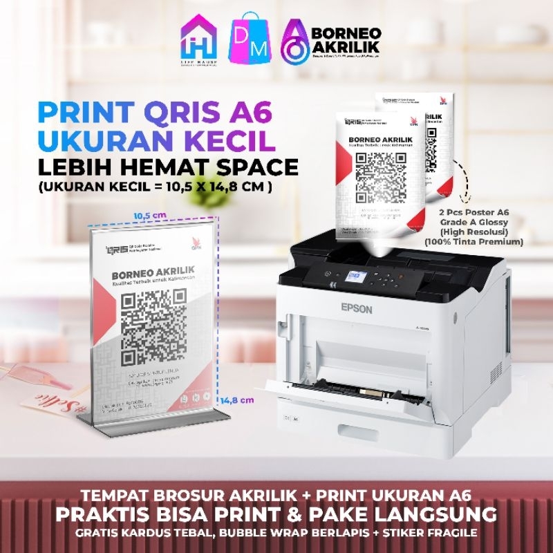Jual AKRILIK STAND A6 / A5 + PRINT QRIS A6 WADAH BROSUR QRIS A6 ...
