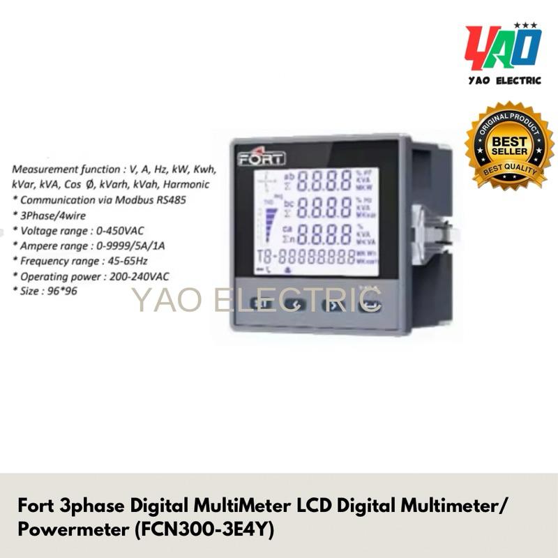 Jual Fort 3phase Digital MultiMeter LCD Digital Multimeter/ Powermeter (FCN300-3E4Y) | Shopee ...
