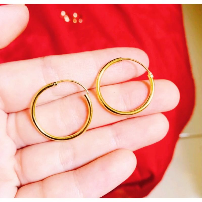 Jual anting gipsy polos lapis emas 24K bahan logam Kuningan anti karat ...