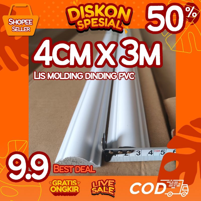 Jual Lis molding dinding ruang tamu 4CM * 3M/list moulding pvc/molding ...
