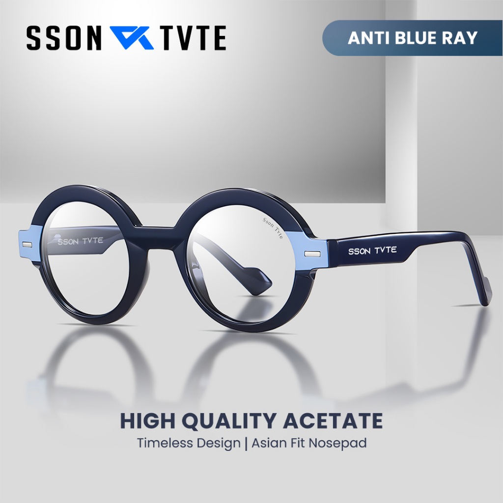 Jual SSON TVTE Frame Kacamata Lensa Minus Pria Wanita Frame Bulat ...