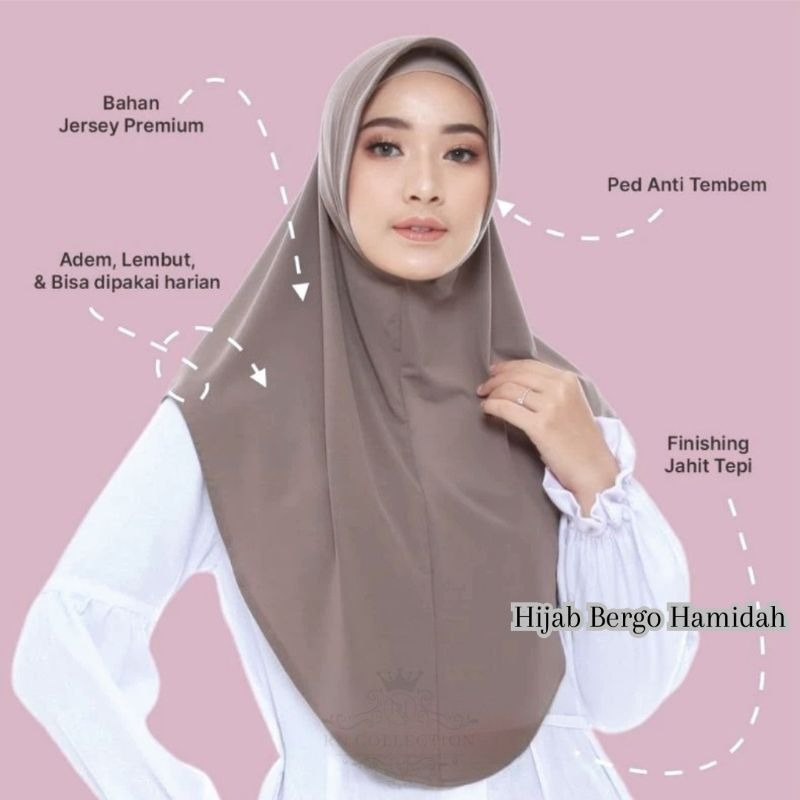 Jual Jilbab Bergo Pinguin Pet/Bergo Instan Jersey Premium/Label Akrilik Size (L) | Shopee Indonesia