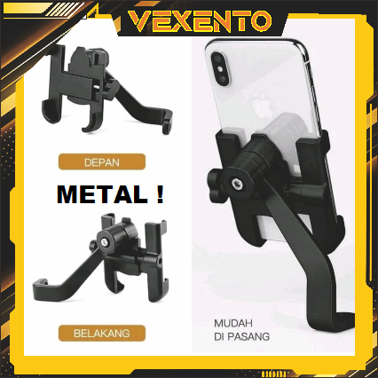 Jual Phone Holder Spion Sepeda Motor HP Handphone Metal Aluminium by Vexento | Shopee Indonesia