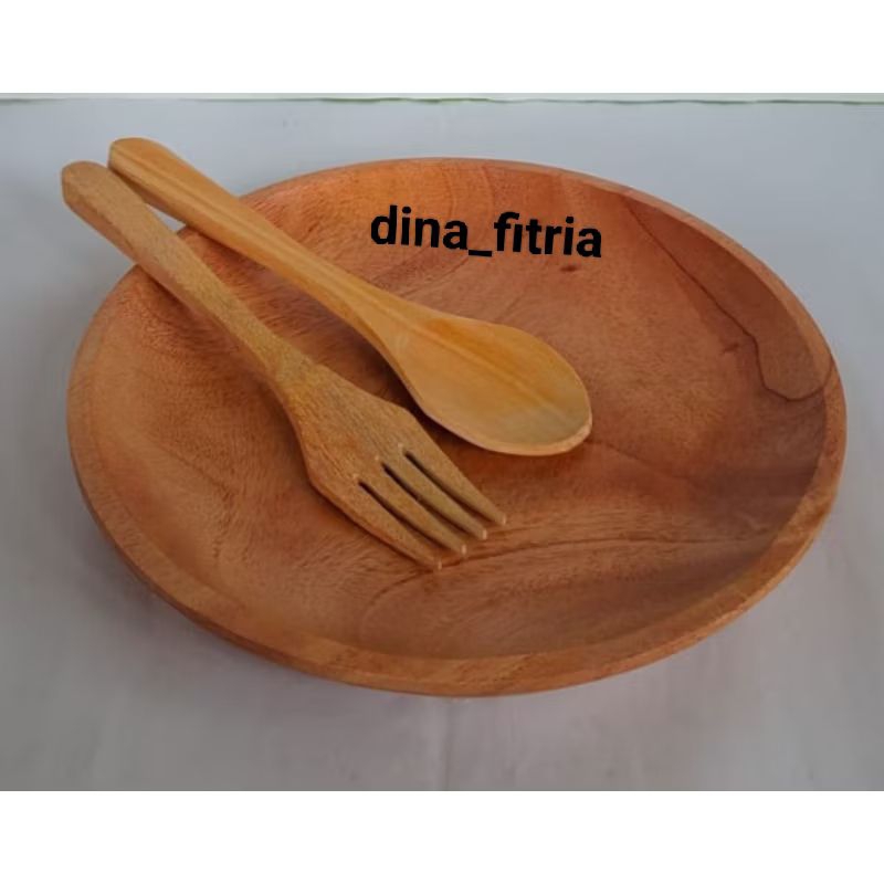 Jual piring+sendok garpu 20cm. mahoni | Shopee Indonesia