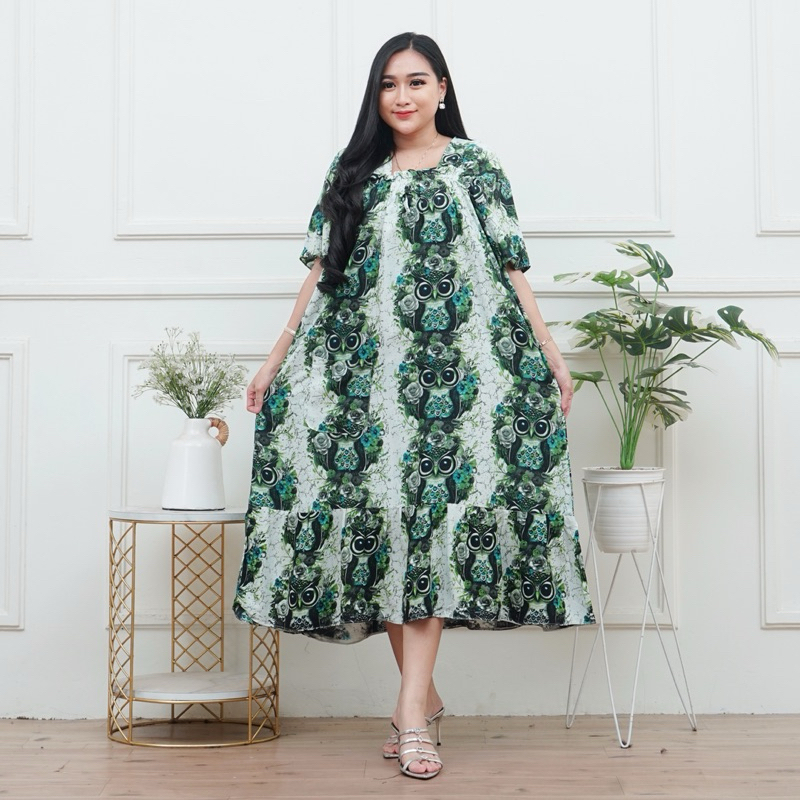 Jual DASTER FUJI MOTIF BURUNG HANTU KEKINIAN DRESS RAYON JUMBO LD 130 ...