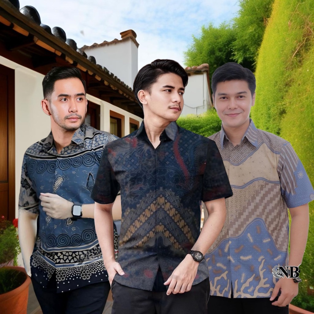 Jual Batik Pria lengan pendek premium asli pekalongan | Shopee Indonesia