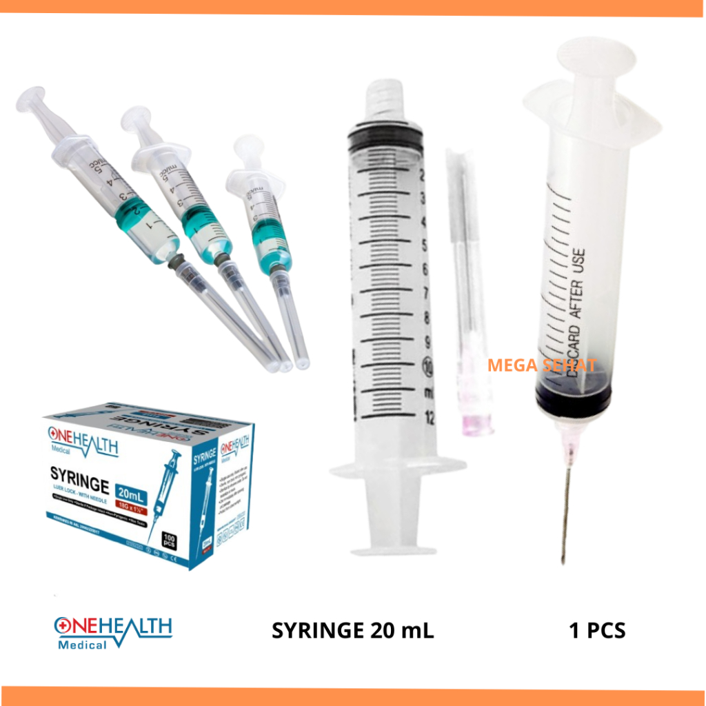 Jual Jarum Spuit Suntikan Onehealth 20 Ml Syringe 20 cc 1 Pcs Medis Disposable 18G x 1 1/2" Luer ...