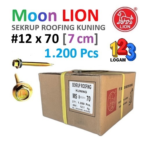 Jual 1200 Pcs - #12x70 Sekrup - Baut Roofing Kuning Moon Lion [ L ...