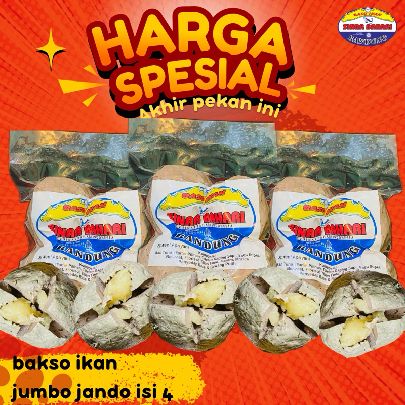 Jual bakso ikan jumbo jando isi 4 | sinar bahari. bdg | Shopee Indonesia