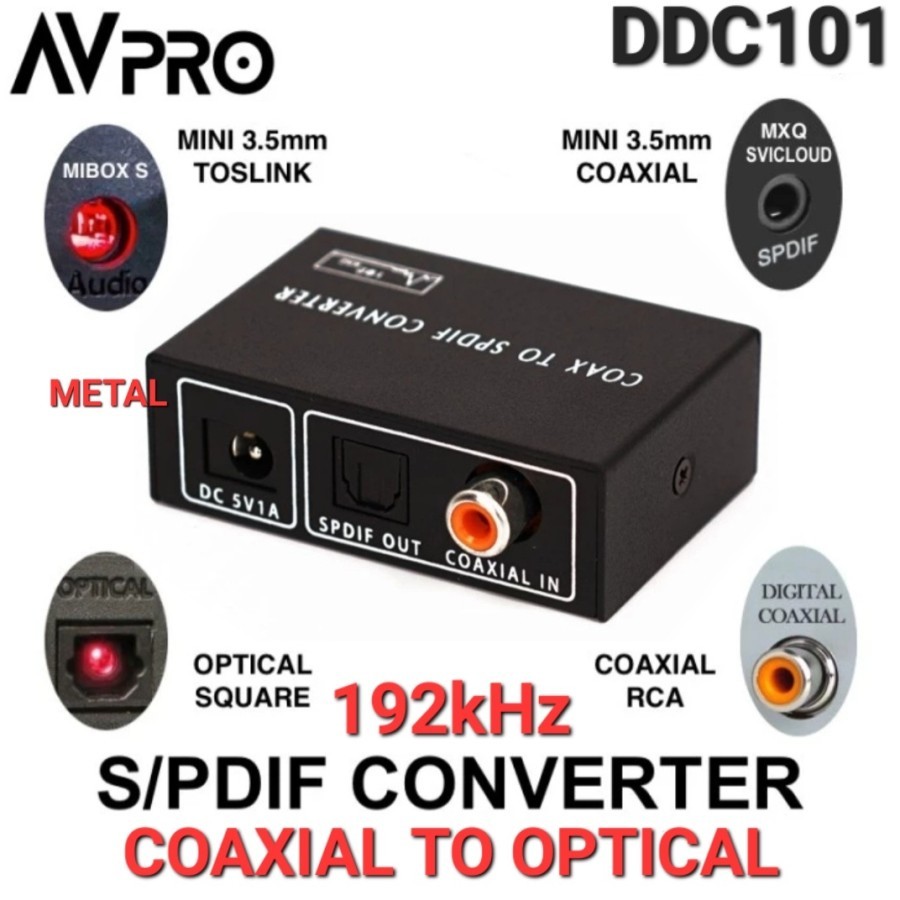 Jual AVPRO DDC101 192KHz SPDIF Coaxial to Optical Toslink Converter ...