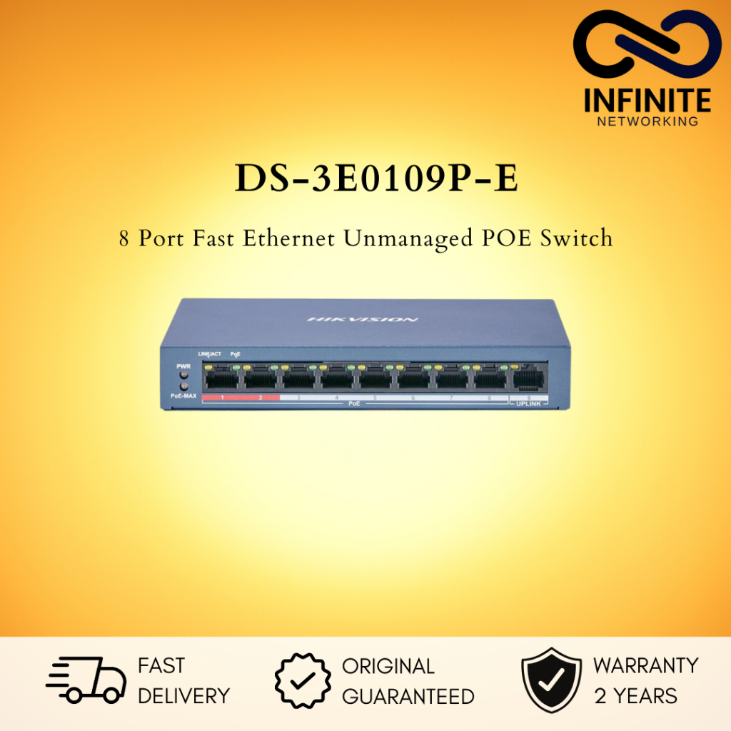 Jual HIKVISION DS-3E0109P-E 8 Port Fast Ethernet Unmanaged POE Switch ...