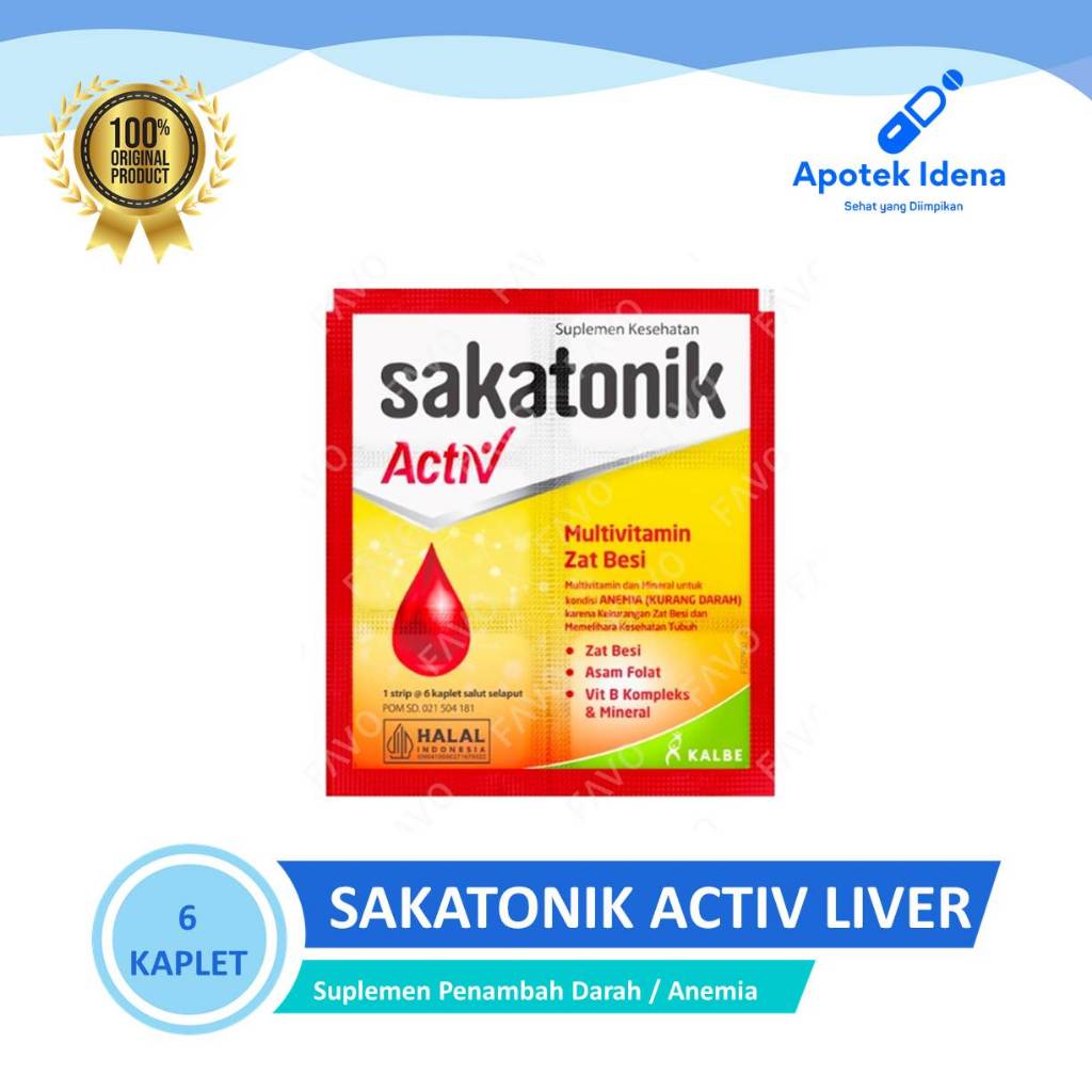 Jual SAKATONIK ACTIV LIVER 1 strip isi 6 kaplet Suplemen Penambah Darah ...