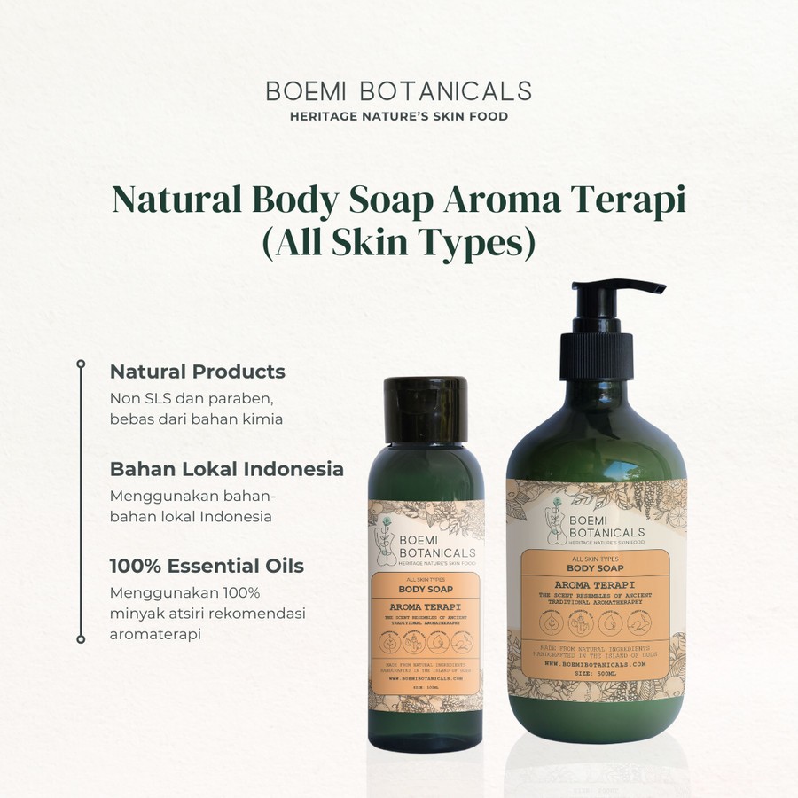 Jual BOEMI Botanicals Natural Body Soap | Size 100 Ml, 500 Ml, 1000 Ml ...