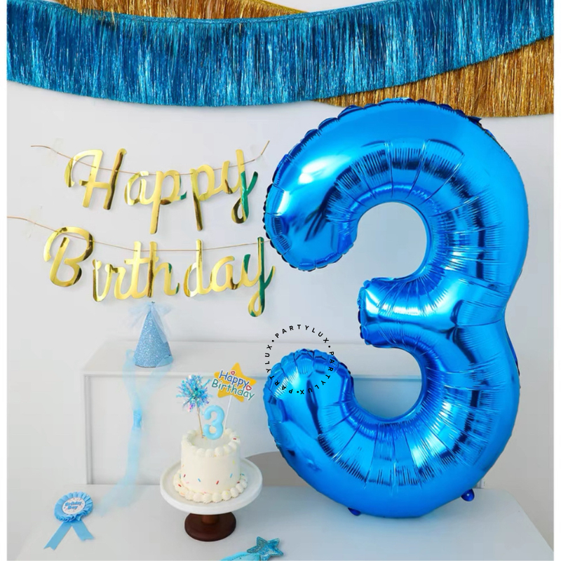 Jual BALON ANGKA BIRU POLOS 80CM / BALON FOIL ANGKA 80CM / BALON ANGKA ...