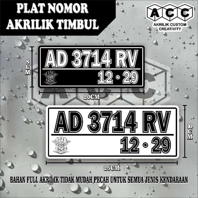 Jual PLATE NOMOR MOTOR AKRILIK TIMBUL CUSTOM, UNTUK SATUAN/PASANG ...