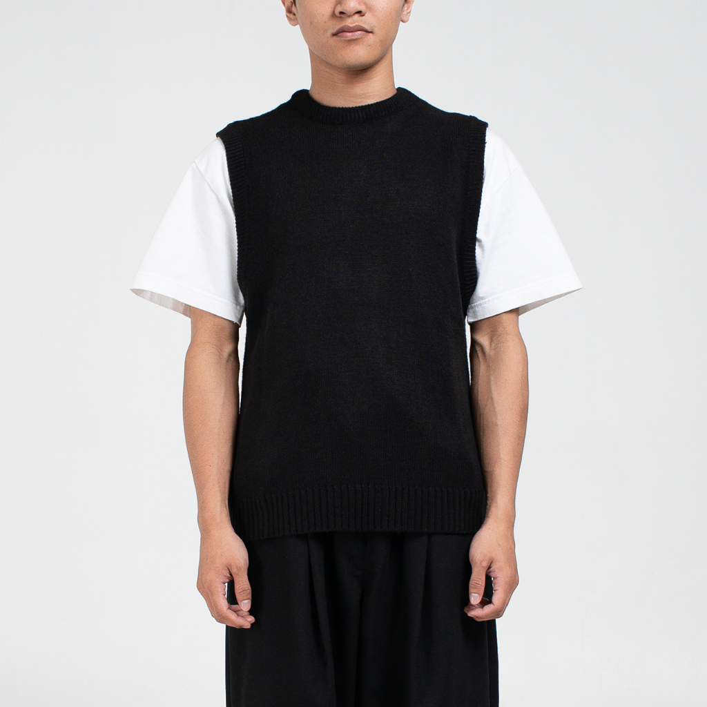 Jual Boxy Plain Vest Black by Money Alter / Vest Polos Bahan Rajut ...