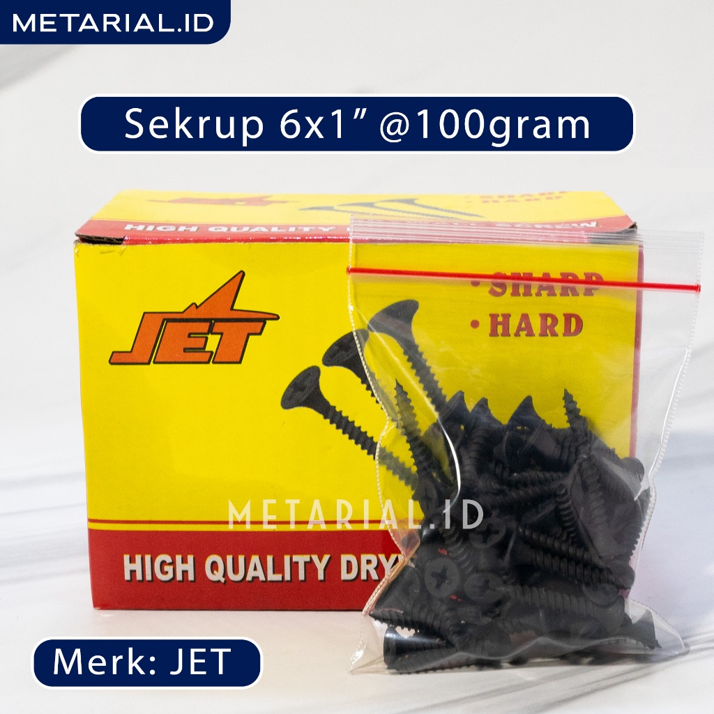 Jual [100 gram] JET Sekrup Gypsum 6x1 / Skrup Kayu / Drywall Screw ...