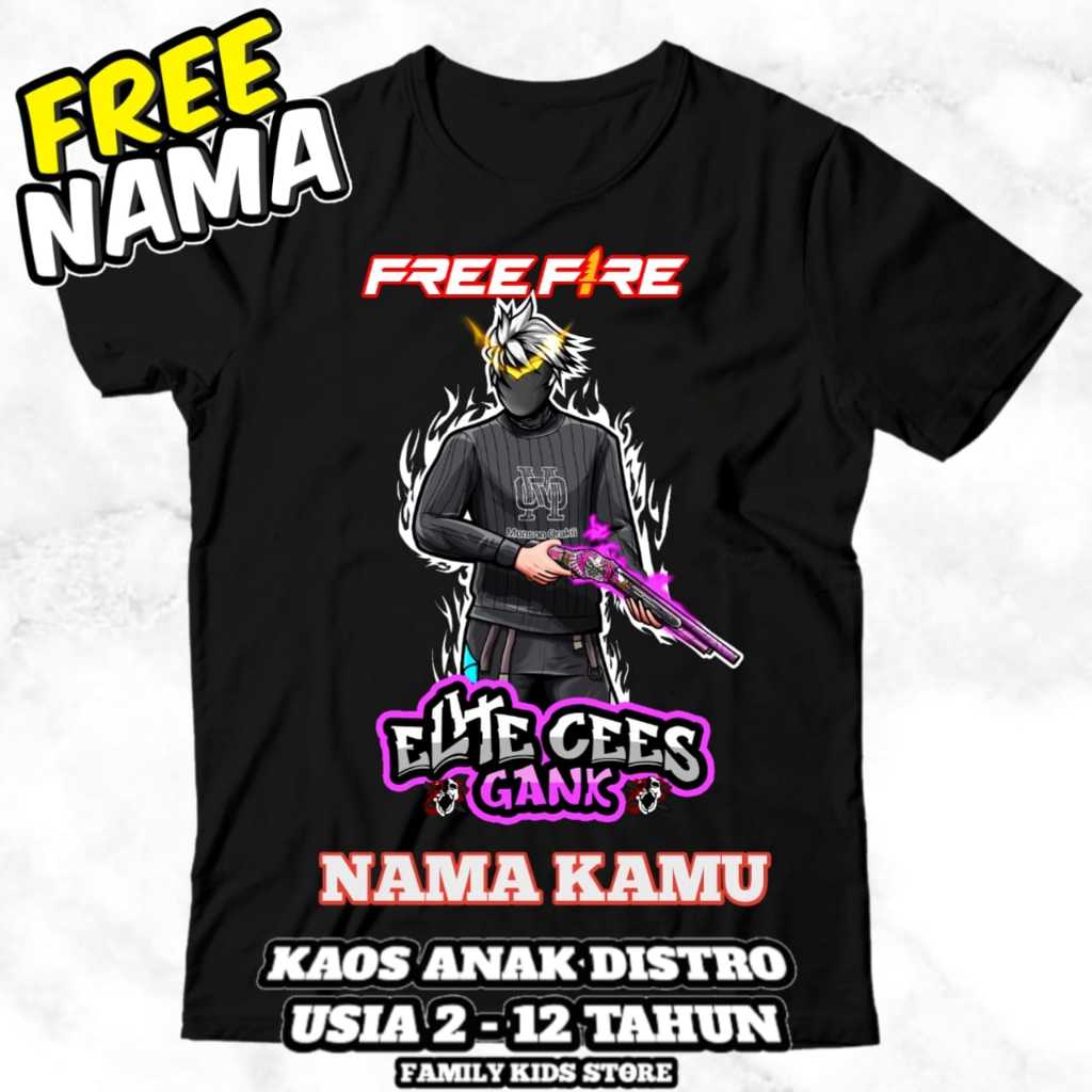 Jual (FREE NAMA) KAOS BAJU ANAK FF FREE FIRE ELITE CEES GANK VERSI SG ...