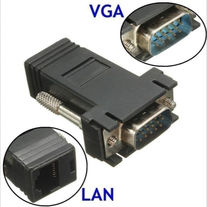 Jual VGA EXTENDER MALE TO LAN RJ45 MALE FEMALE CONVERTER CAT5 CAT6 ...
