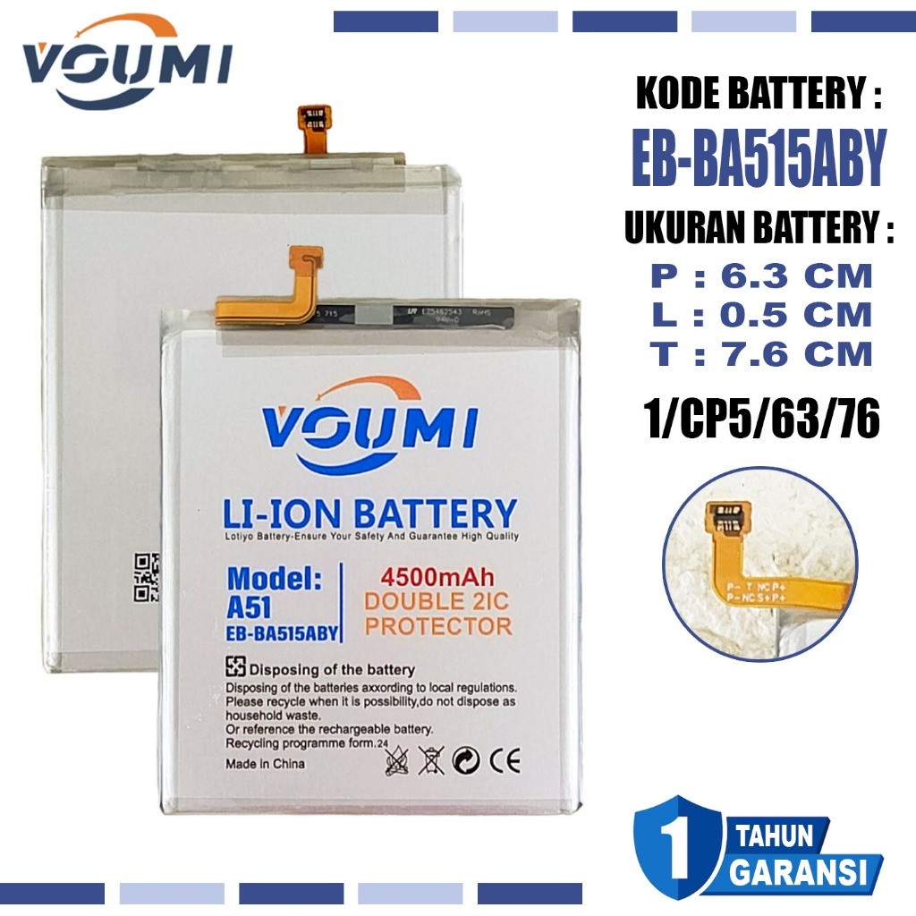 Jual Baterai Battery VOUMI Double IC Power high Capacity EB-BA515ABY Compatible Hp Samsung A51 ...