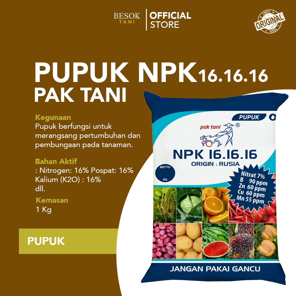 Jual PUPUK NPK PAK TANI 16-16-16 BIRU 1 Kg | Pupuk Kemasan Pabrik | Saprotan Utama | Shopee ...