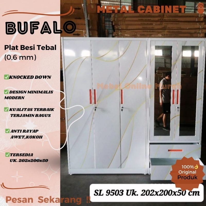 Jual Lemari baju besi 5pintu - Lemari pakaian besi 2mtr - Almari ...