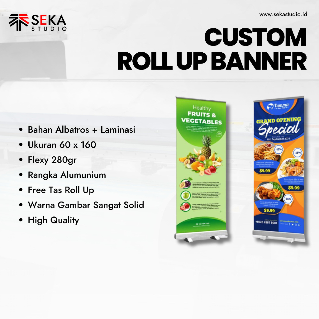 Jual Cetak Roll Up Banner - Sudah Termasuk Tiang Standing Aluminium ...