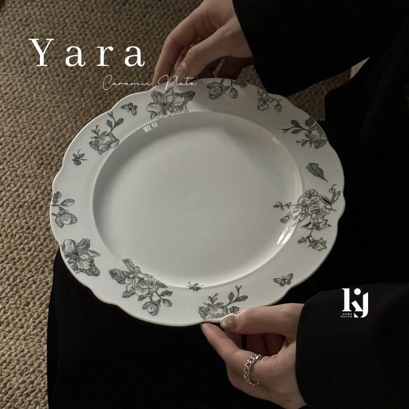 Jual YARA Piring Keramik Putih Motif Bunga | Shopee Indonesia