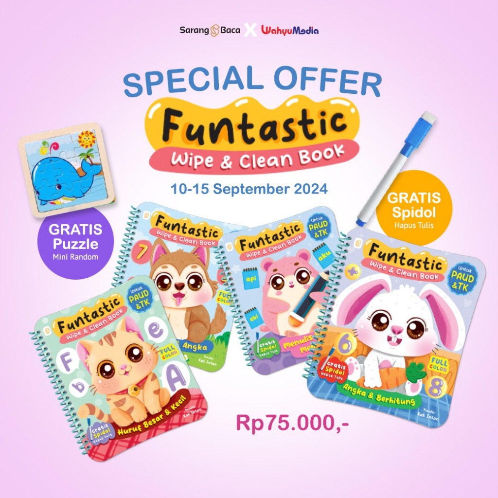 Jual Buku Aktivitas Anak Funtastic Wipe & Clean Book; Mengenal Huruf ...