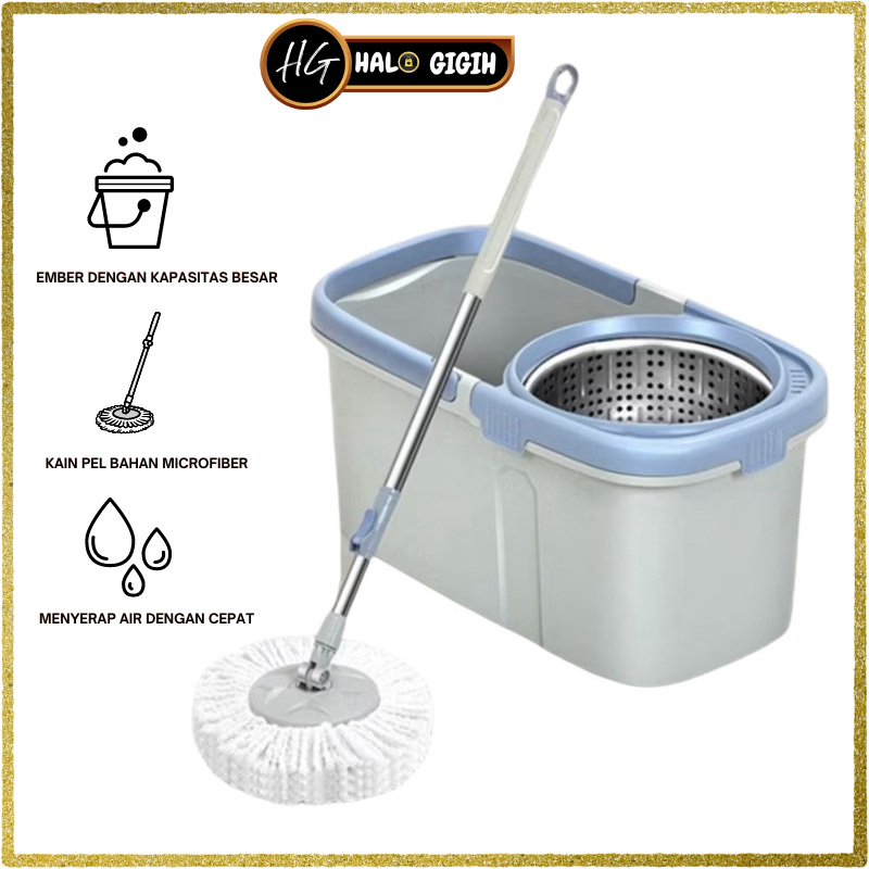 Jual Alat Pel Lantai Dengan Ember Peras Stainless Spin Mop Alat Pel ...