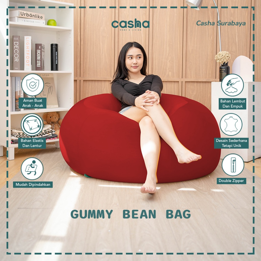 Jual (INSTANT) CASHA- Gummy D60 Bahan POLYESTER STRETCH PLUS ISI - Bean Bag Murah - Bean Bag ...