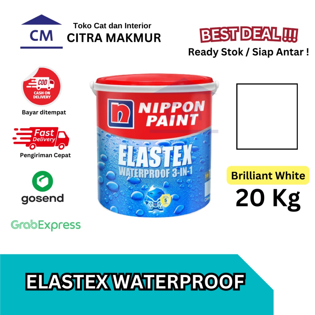 Jual Nippon Elastex BRILLIANT WHITE 1001 - 20 Kg (Cat Putih ANTI BOCOR ...