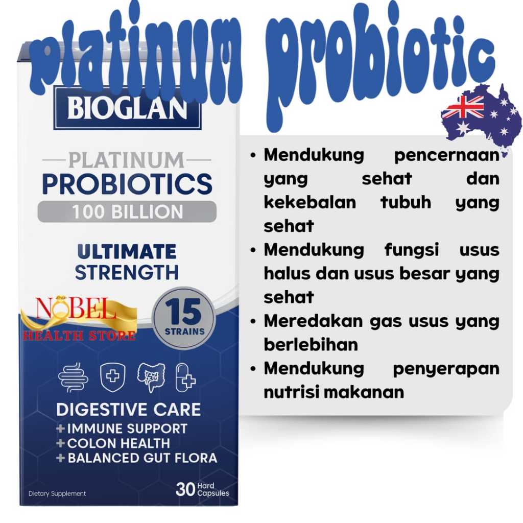 Jual Bioglan Platinum Probiotic 100 Billion digestive 30 | Shopee Indonesia