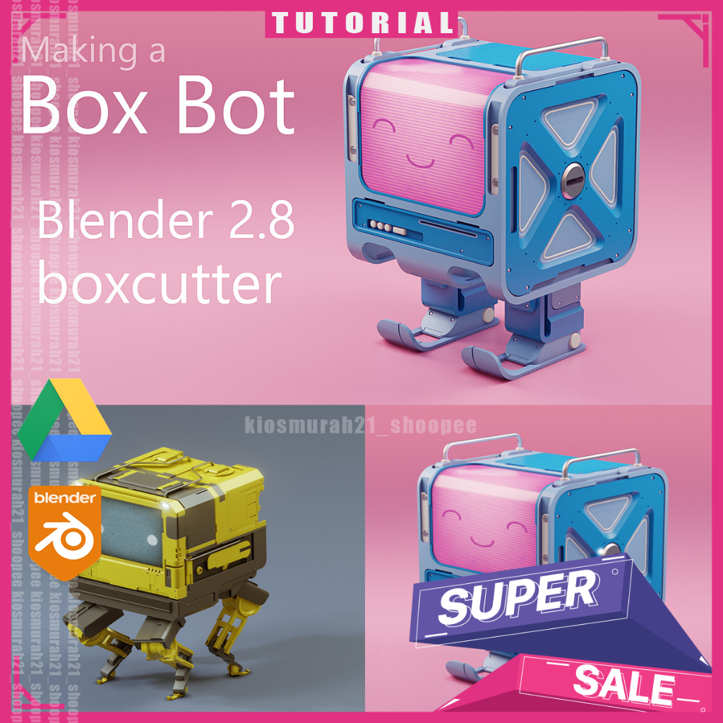 Jual Blendermarket - Making a Boxbot in Blender 2.8 by Rachel Blender 3D Tutorial | Shopee Indonesia