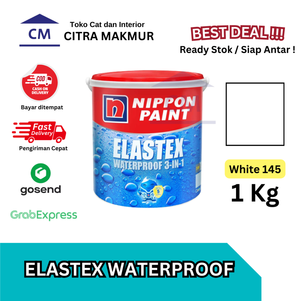 Jual Nippon Elastex WHITE 145 - 1 Kg (Cat Putih ANTI BOCOR Nippon Paint) | Shopee Indonesia