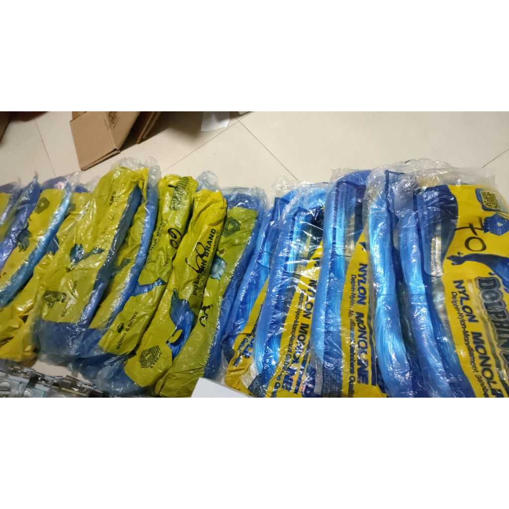 Jual NILON DOLPHIN NO.50LB DIA 0.90MM WARNA BIRU/PUTIH MONOFILAMENT ...
