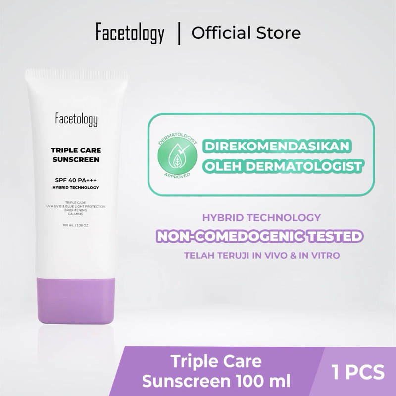 Jual FACETOLOGY SUNSCREEN BIG SIZE TRIPLE CARE SUNSCREEN SPF 40 PA ...
