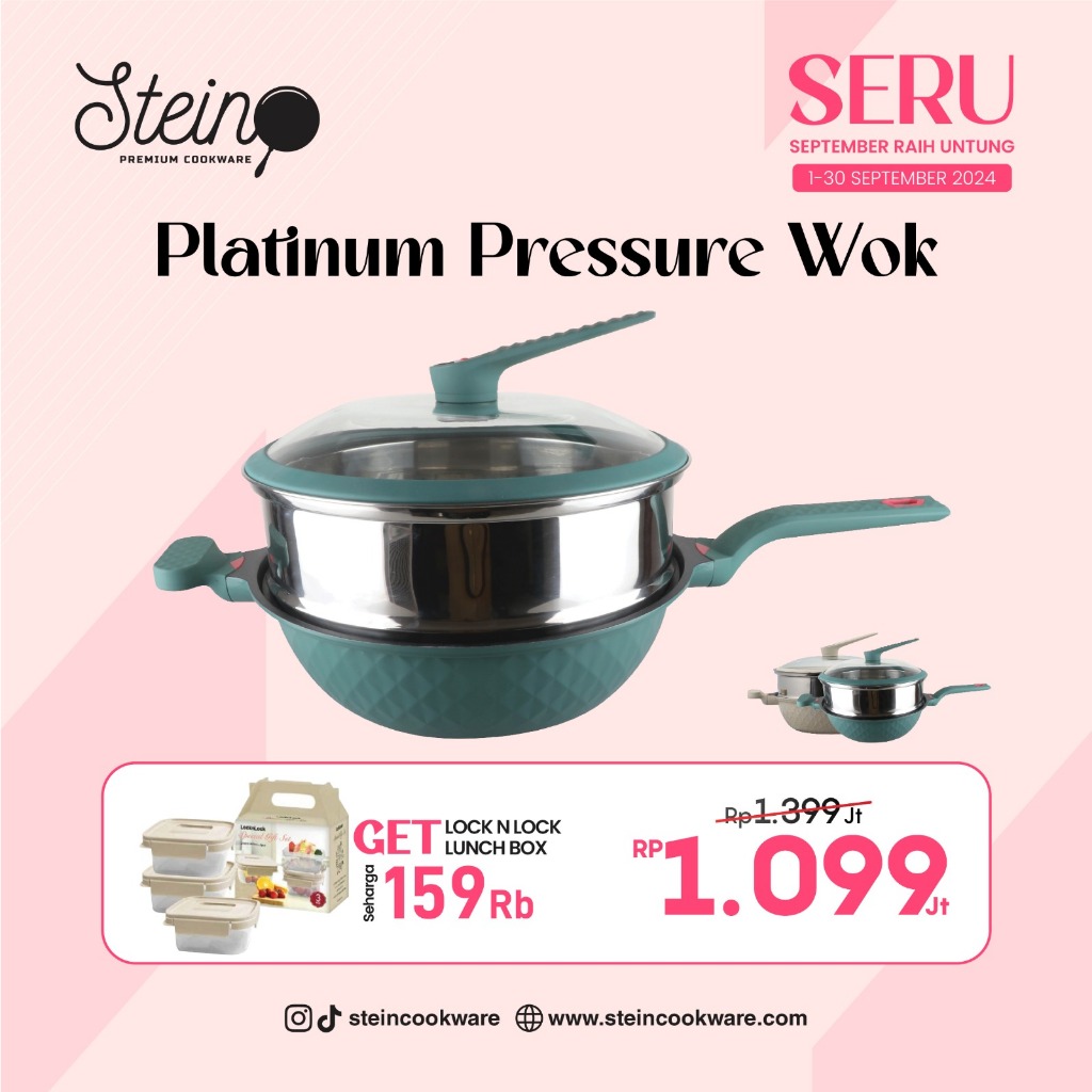 Jual - FREE DUO SPATULA / LOCK N LOCK- Steincookware Stein Platinum Wok Pressure cooker Semi ...