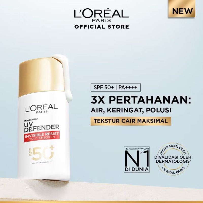 Jual Loreal UV defender invisible resist daily sunscreen SPF 50+++ 30ml ...
