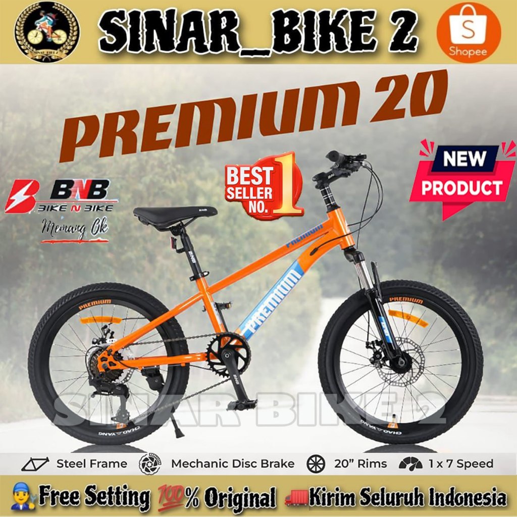 Jual Sepeda Gunung MTB BNB PREMIUM Ukuran 20 Inch Rem Cakram 7 Speed ...