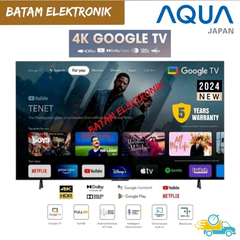 Jual TV LED AQUA 43 INCHI AQT43K80FX 4K UHD NEW GOOGLE TV DIGITAL ...